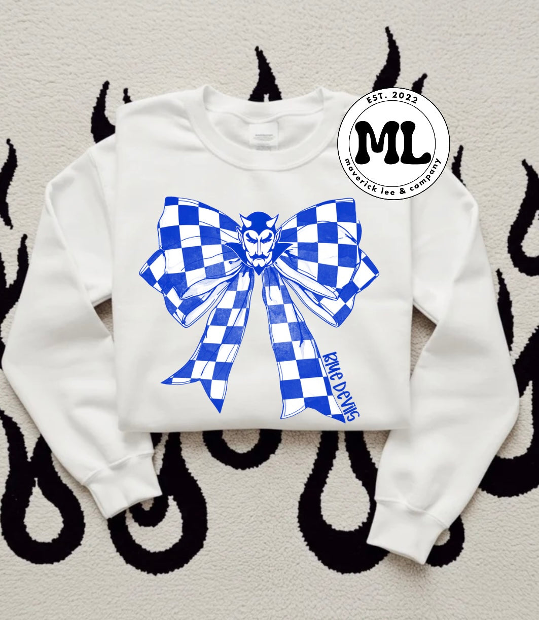 Brookville blue Devils checkered bow – Maverick Lee and Company